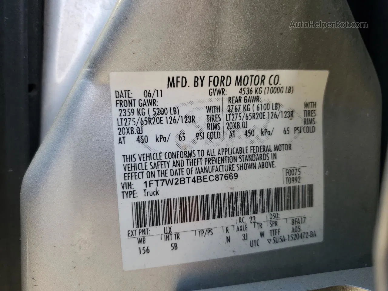 Price & History 2011 Ford F250 Super Duty 6.7l 8 vin: 1FT7W2BT4BEC87669 ...