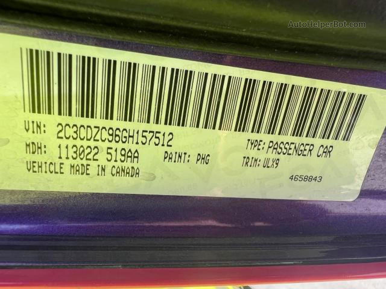 Price & History 2016 Dodge Challenger Srt Hellcat 6.2l 8 vin ...