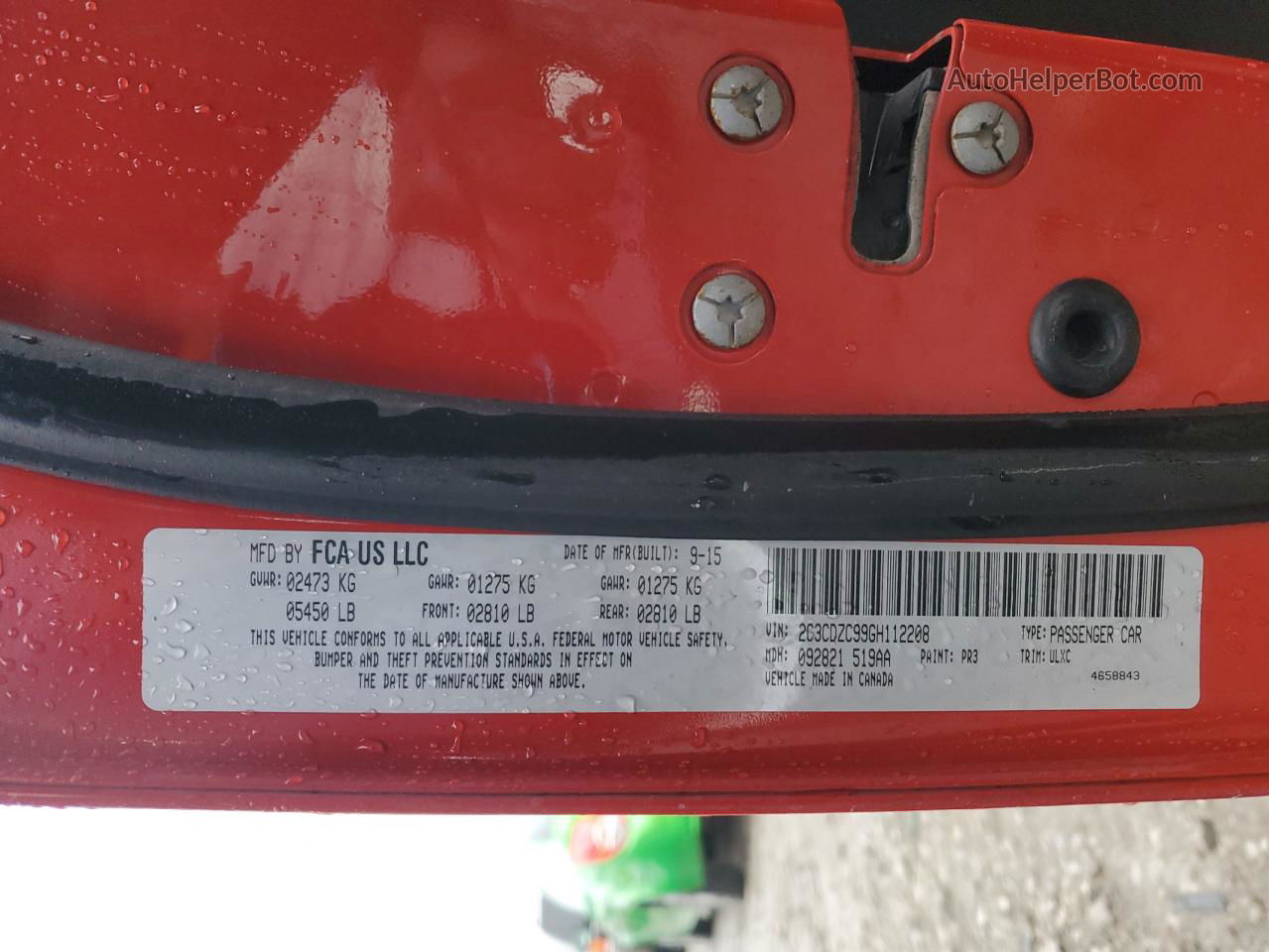 Price & History 2016 Dodge Challenger Srt Hellcat 6.2l 8 vin ...