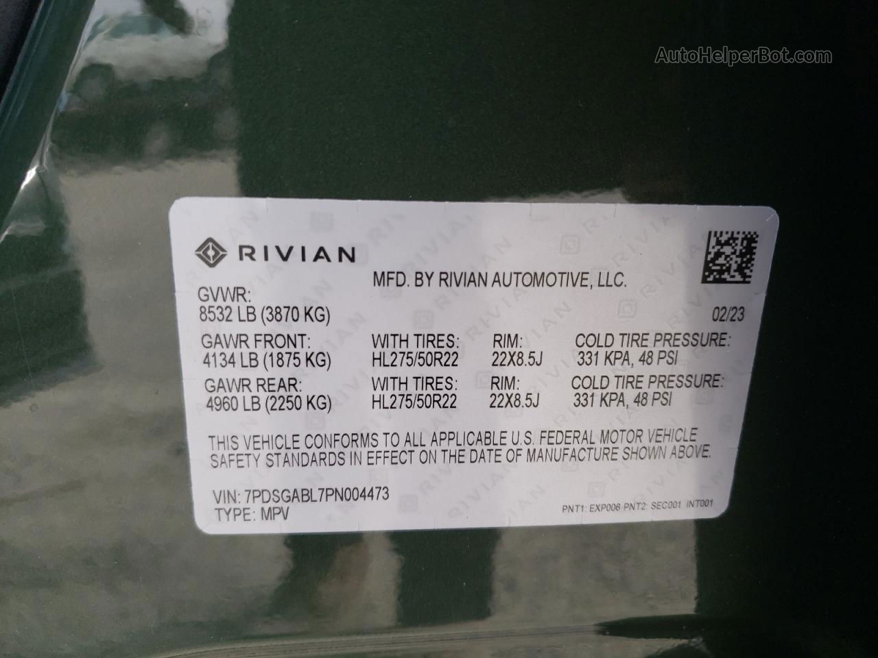 Цена и история 2023 Rivian R1s Launch Edition vin: 7PDSGABL7PN004473 ...