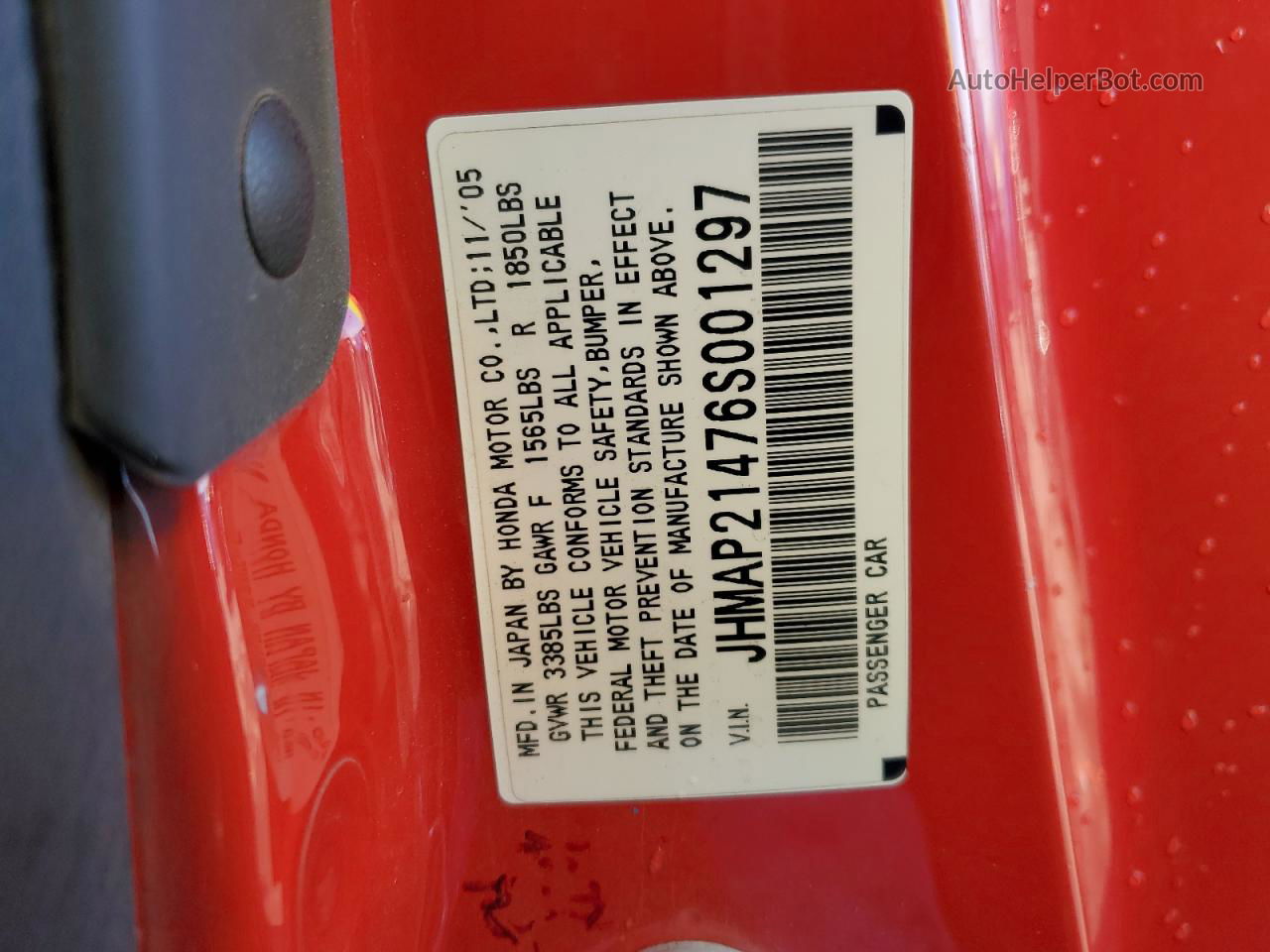 Price & History 2006 Honda S2000 2.2l 4 vin: JHMAP21476S001297 ...