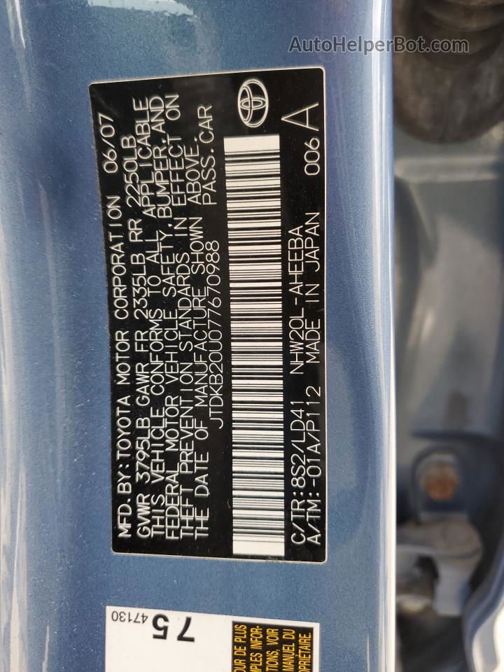 Price & History 2007 Toyota Prius 1.5l 4 vin: JTDKB20U077670988 ...