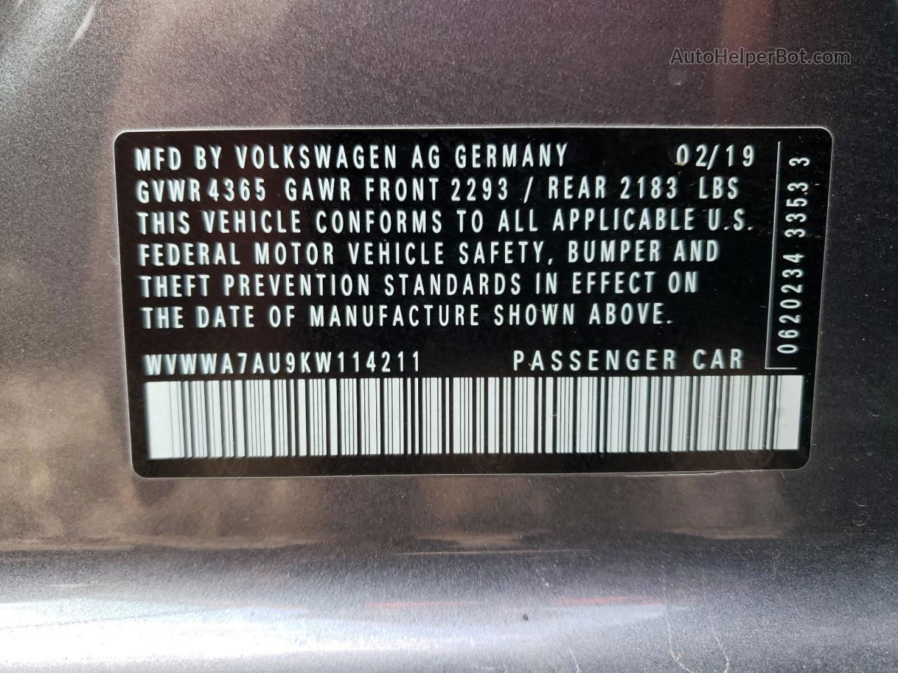 Price & History 2019 Volkswagen Golf R 2.0l 4 vin: WVWWA7AU9KW114211 | AutoHelperBot